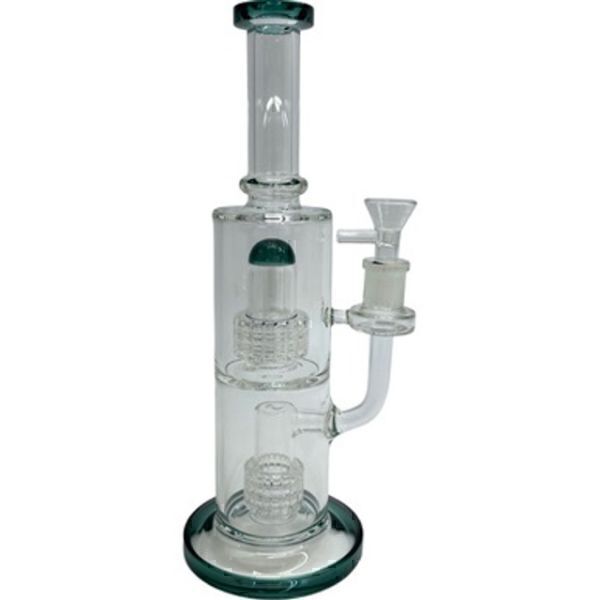 11" Stacked Diamond Glass Percolator Water Pipe - $34